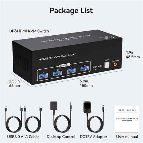 Kvm 스위치 트리플 모니터 2 포트 디스플레이 포트 Hdmi 4k120hz 8k60hz 2 컴퓨터 3 모니터용 Kvm 스위처 4 포트 Usb 30 컴퓨터 주변 장치