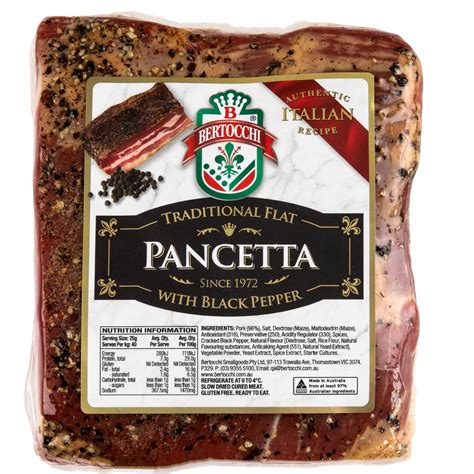 Bertocchi Traditional Flat Pancetta With Black Pepper 230g 350g Woolworths
