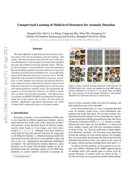 Unsupervised Learning Of Multi Level Structures For Anomaly Detection