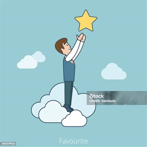 손 스타 벡터 일러스트 레이 션에 도달 하는 구름에 선형 평면 사업가 좋아하는 비즈니스 개념입니다 기업 재무와 산업에 대한 스톡 벡터 아트 및 기타 이미지 Istock