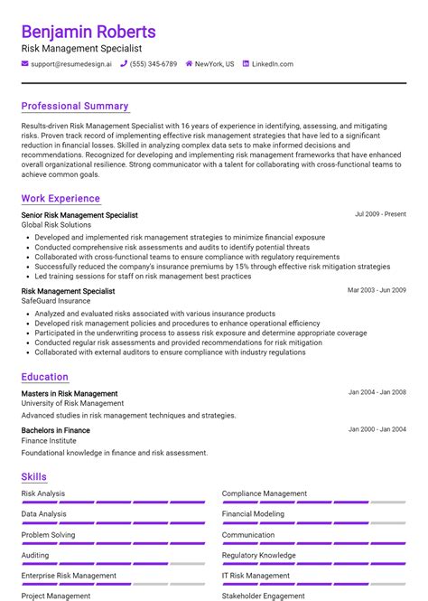 21 Risk Management Specialist Resume Examples And Templates For 2024