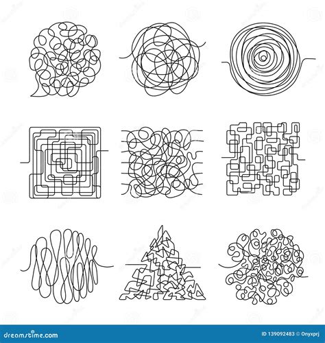 Chaos Lines Scribble Messy Shape Threading Pattern Vector Abstract Forms Stock Vector