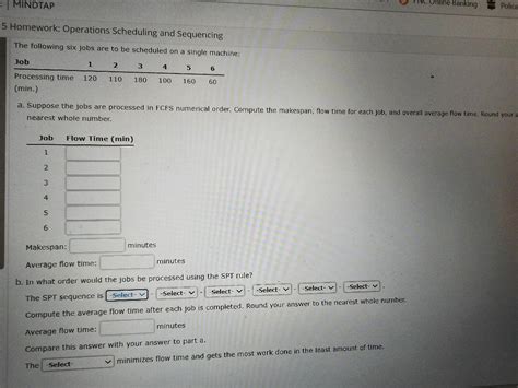 Solved Homework Operations Scheduling And Sequencing The Chegg Com