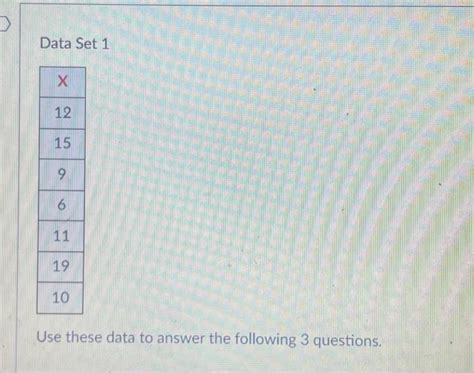 solved data set 1 use these data to answer the following 3