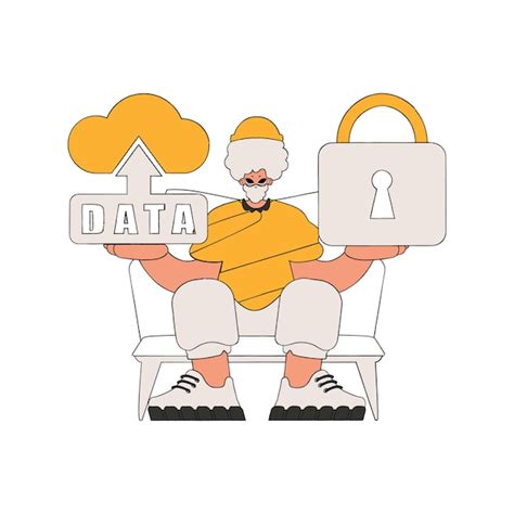 Premium Vector Person With Cloud Storage And Padlock Symbolizing Data Safety