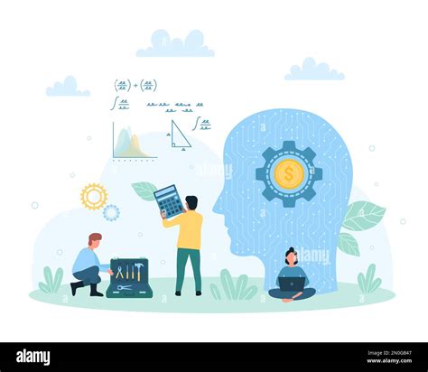 Digital Science Technology Vector Illustration Cartoon Tiny People Work With Circuit
