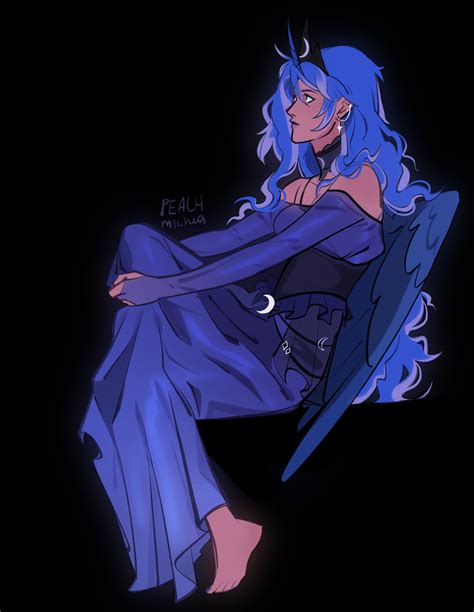 2947492 Safe Artist Peachmichea Princess Luna Human Barefoot