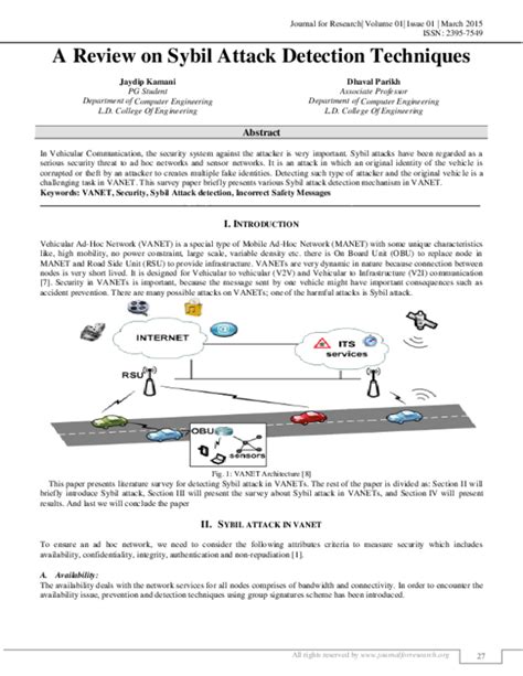 Pdf A Review On Sybil Attack Detection Techniques