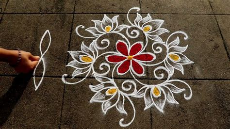 Daily Lotus Rangoli Designs 5×3 Dots Small Muggulu Easy Kolam Designs With Borders Artofit