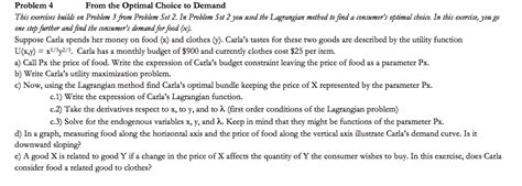 Solved Problem From The Optimal Choice To Demand This Chegg Com