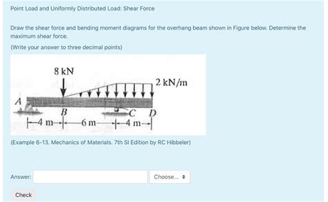 Solved Point Load And Uniformly Distributed Load Shear