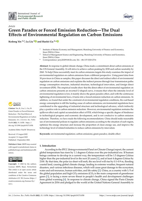 Pdf Green Paradox Or Forced Emission Reduction—the Dual Effects Of