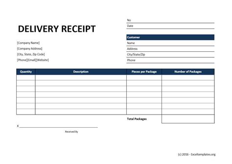 Receipt Excel Template