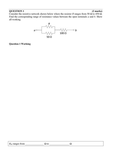 [solved] question 1 2 marks consider the resistive network shown