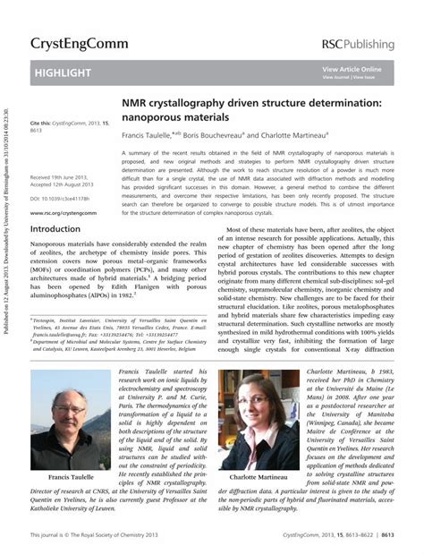 Pdf Nmr Crystallography Driven Structure Determination Nanoporous Materials Dokumen Tips