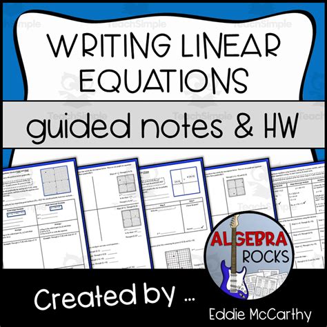 Writing Linear Equations Guided Notes Homework Set By Teach Simple