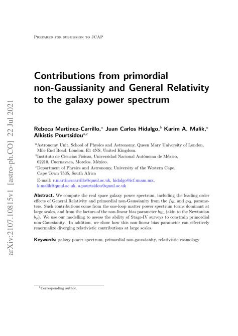 Pdf Contributions From Primordial Non Gaussianity And General Relativity To The Galaxy Power