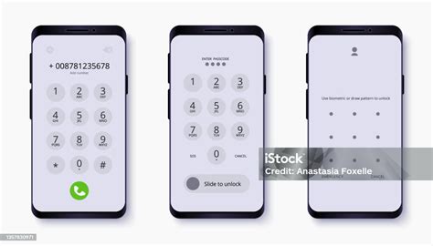 Cellphone With Passcode Lock Screen Interface Use Biometric Or Enter