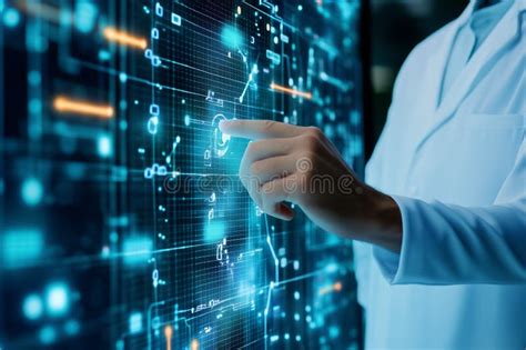 A Scientist Engages With An Interactive Digital Interface Showcasing Complex Data Analytics In A