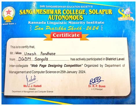Umesh Pandhare On Linkedin Certificate Is Proudly Presented To Umesh