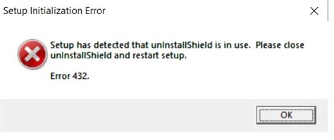 Error Setup Has Detected That UnInstallShield Is In Use Please Close UnInstallShield And