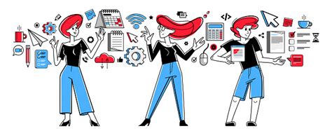 일상적인 작업 벡터 개요 그림 직원 비즈니스 및 서류 작업 관리자를 위한 회사 경력을 수행하는 사무원 팀 개성 개념에 대한 스톡 벡터 아트 및 기타 이미지 Istock