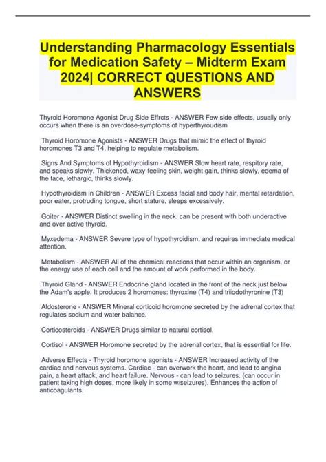 Understanding Pharmacology Essentials For Medication Safety Midterm