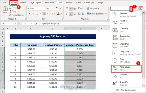 How To Calculate The Absolute Percentage Error With An Excel Function 2 Methods