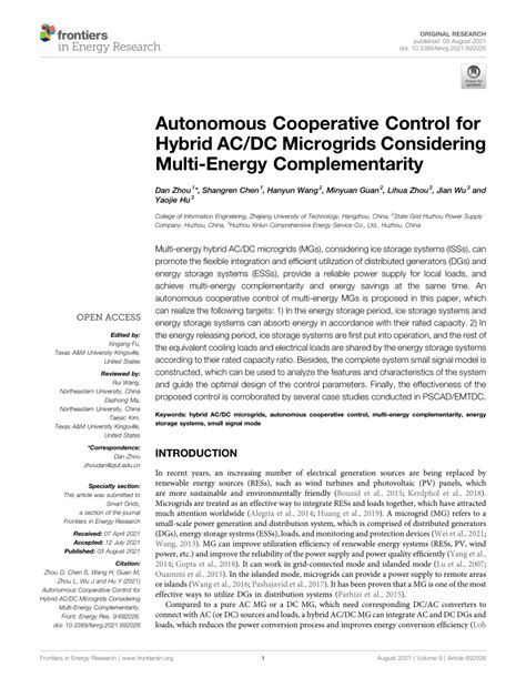 Pdf Autonomous Cooperative Control For Hybrid Acdc Microgrids Considering Multi Energy