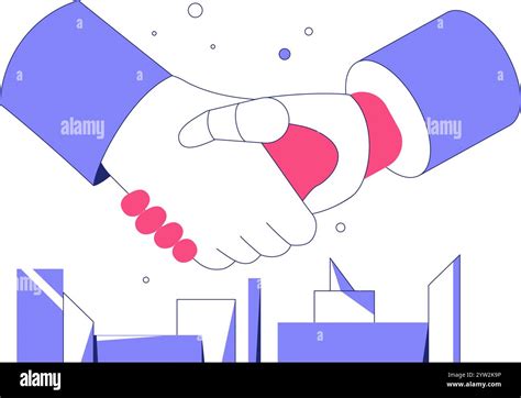 Human And Ai Collaboration Handshake In Flat Vector Illustration Symbolizing Partnership And