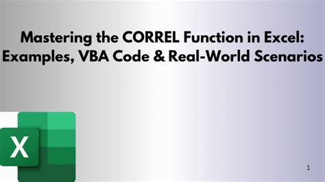 Mastering The Correl Function In Excel Examples Vba Code And Real World Scenarios Basic Excel