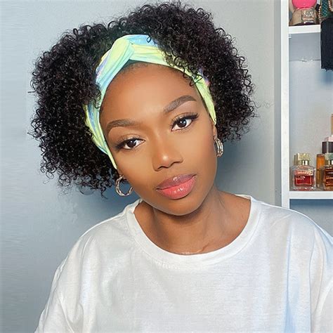 Short Jerry Curl Headband Wig