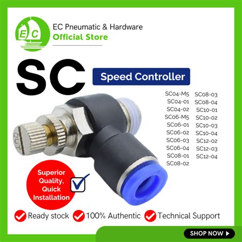 Sc Flow Control Elbow Fitting Pneumatic Speed Controller Quick Joint Fitting Flow Control Push