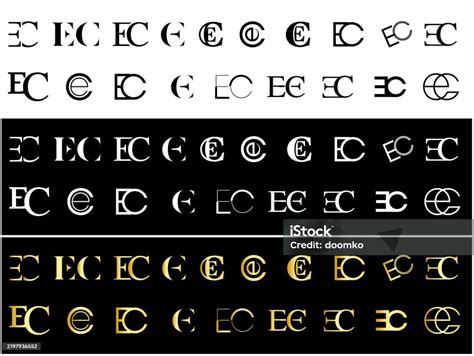 알파벳 문자 모노 그램 아이콘 로고 Ec 벡터 일러스트 레이 션의 큰 세트 0명에 대한 스톡 벡터 아트 및 기타 이미지 0명 가상현실 개념 Istock