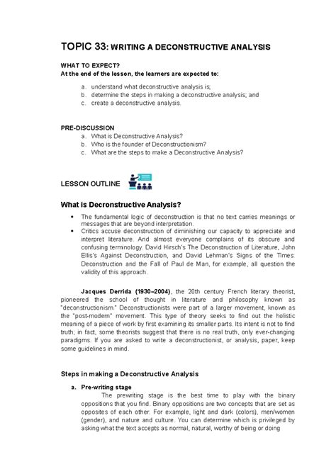 Writing A Deconstructive Analysis Topic 33 Writing A Deconstructive Analysis What To Expect