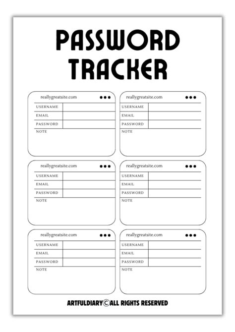 Free Password Tracker Printable Template