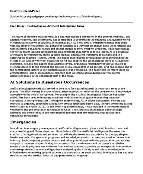 📗 Free Essay Technology On Artificial Intelligence