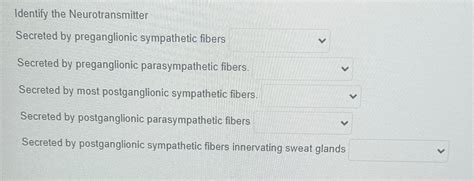 Solved Identify The Neurotransmittersecreted By