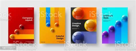 미니멀한 연례 보고서 A4 디자인 벡터 일러스트 구성 놀라운 3d 구 카탈로그 커버 레이아웃 세트 A4 용지에 대한 스톡 벡터 아트 및 기타 이미지 Istock