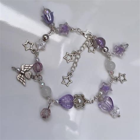 Purple Charm Bracelet ੈ ‧₊˚🍇 Handmade Depop