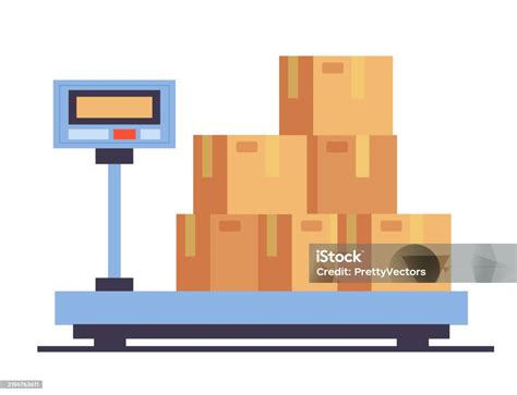 무게를 다는 상자 가늠자 무게 화물 산업 선박 고립된 개념 벡터 평면 그래픽 디자인 일러스트 건설 플랫폼에 대한 스톡 벡터 아트