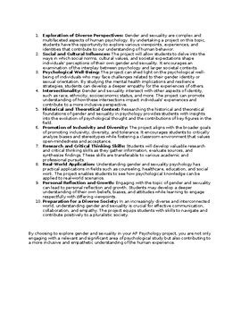 AP Psychology Gender Sexuality Project Rationale Outline Vocabulary Rubric