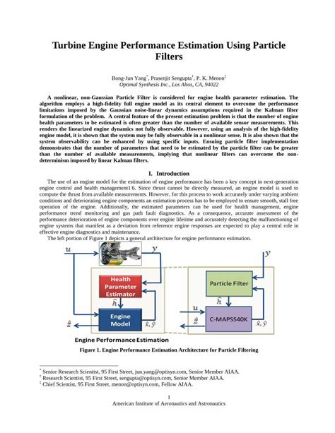 Pdf Turbine Engine Performance Estimation Using Particleturbine