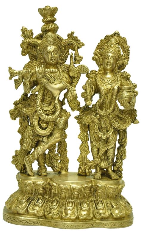 Mohanjodero Brass Radha Krishna Statue In Antique Golden Finish Buy Indian Handicrafts Online