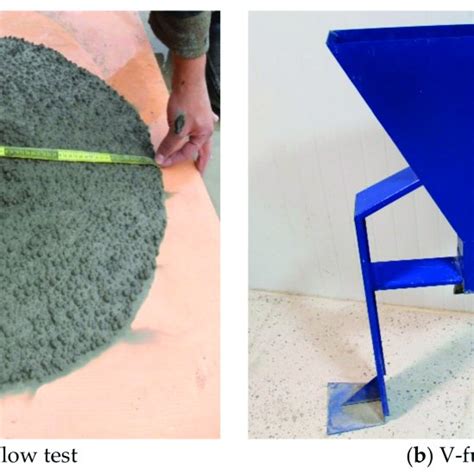Workability Tests A Slump Flow And B V Funnel Download Scientific Diagram