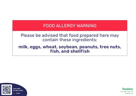 Free Printable Food Allergy Warning Signs Free Printable Template