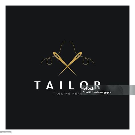 재단사 로고 아이콘 일러스트레이션 템플릿 옷 실 및 재봉틀 버튼의 조합 의류 제품 디자인 대류 회사 벡터 형태의 패션 가위에 대한 스톡 벡터 아트 및 기타 이미지 Istock