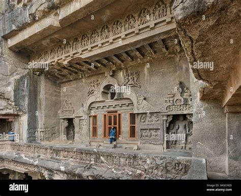 Ellora Chaitya Cave No 10 Ellora Hoehlen Facade Outside Vishvakarma Cave Aurangabad Indien