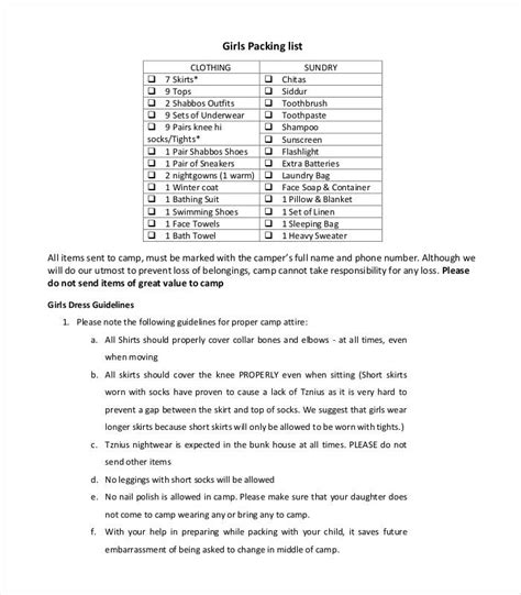 Packing List Templates Free Printable Word Excel PDF Formats
