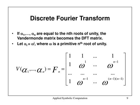 Ppt Applied Symbolic Computation Cs 300 The Fast Fourier Transform